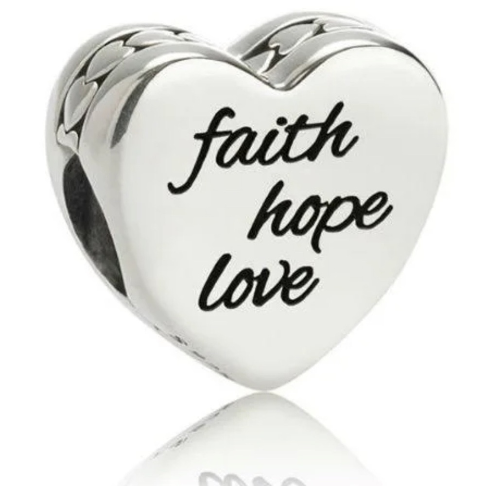 Retired Pandora Faith Hope And Love Engraved Charm St… - Gem